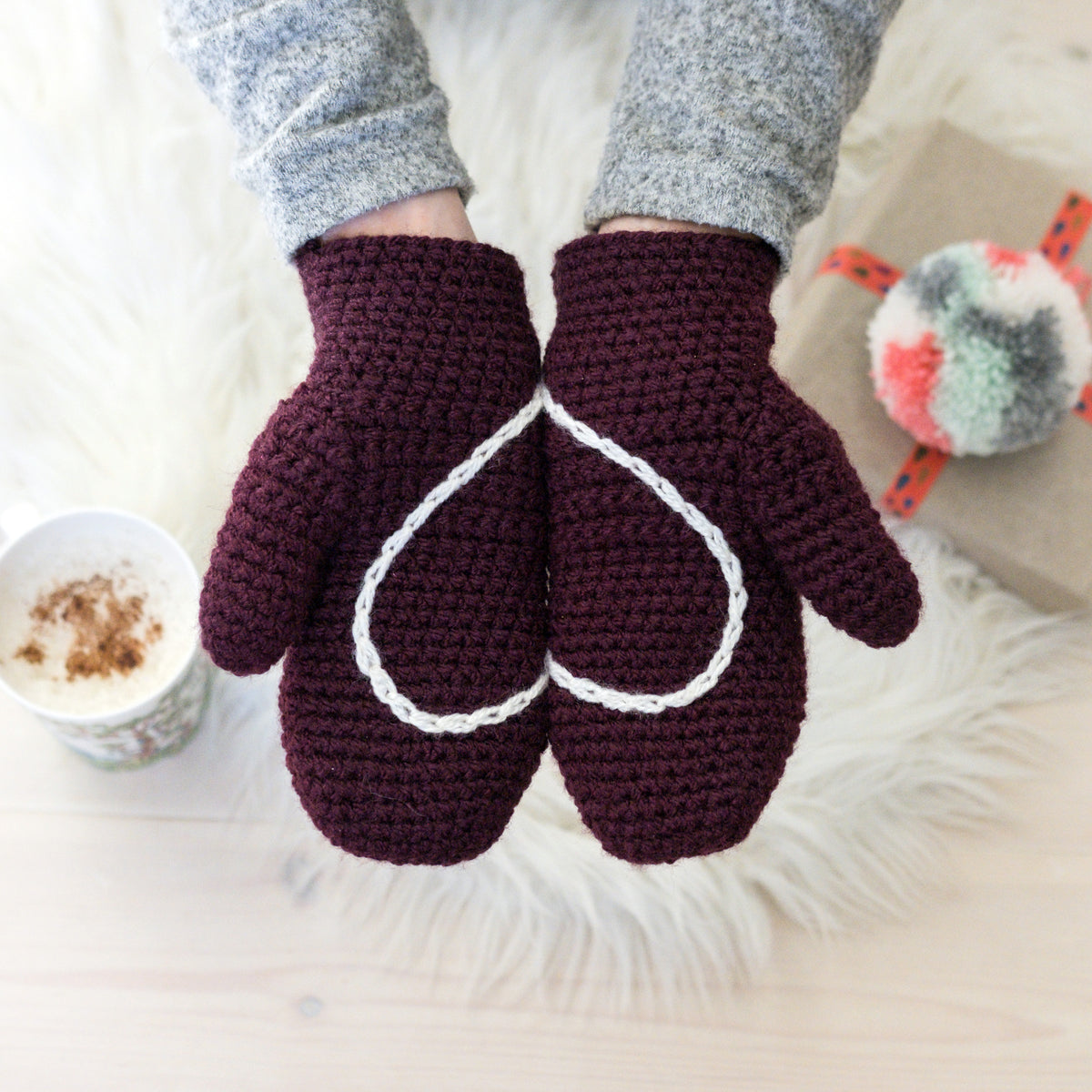 Make Your Own Heart Mittens On A String - PDF Crochet Pattern | EKA